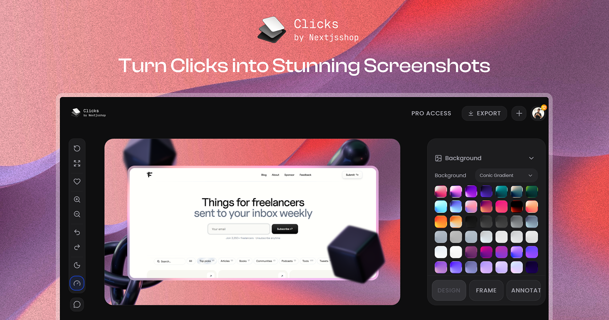 Clicks • Turn Clicks into Stunning Screenshots